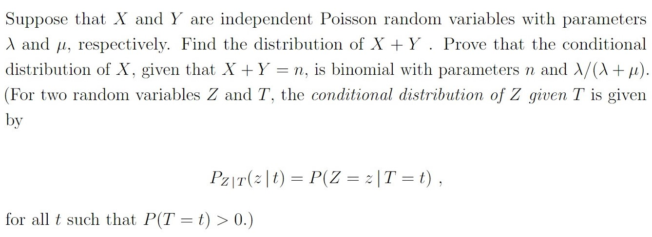 Solved Suppose that X and Y are independent Poisson random | Chegg.com