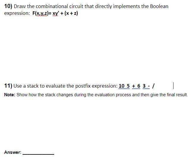 Solved 10 Draw The Combinational Circuit That Directly