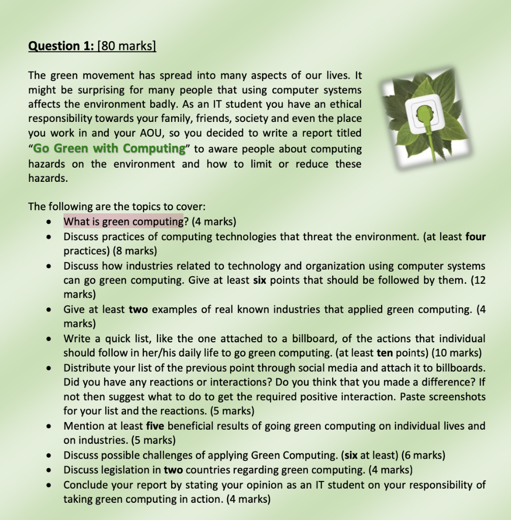 Solved The green movement has spread into many aspects of | Chegg.com