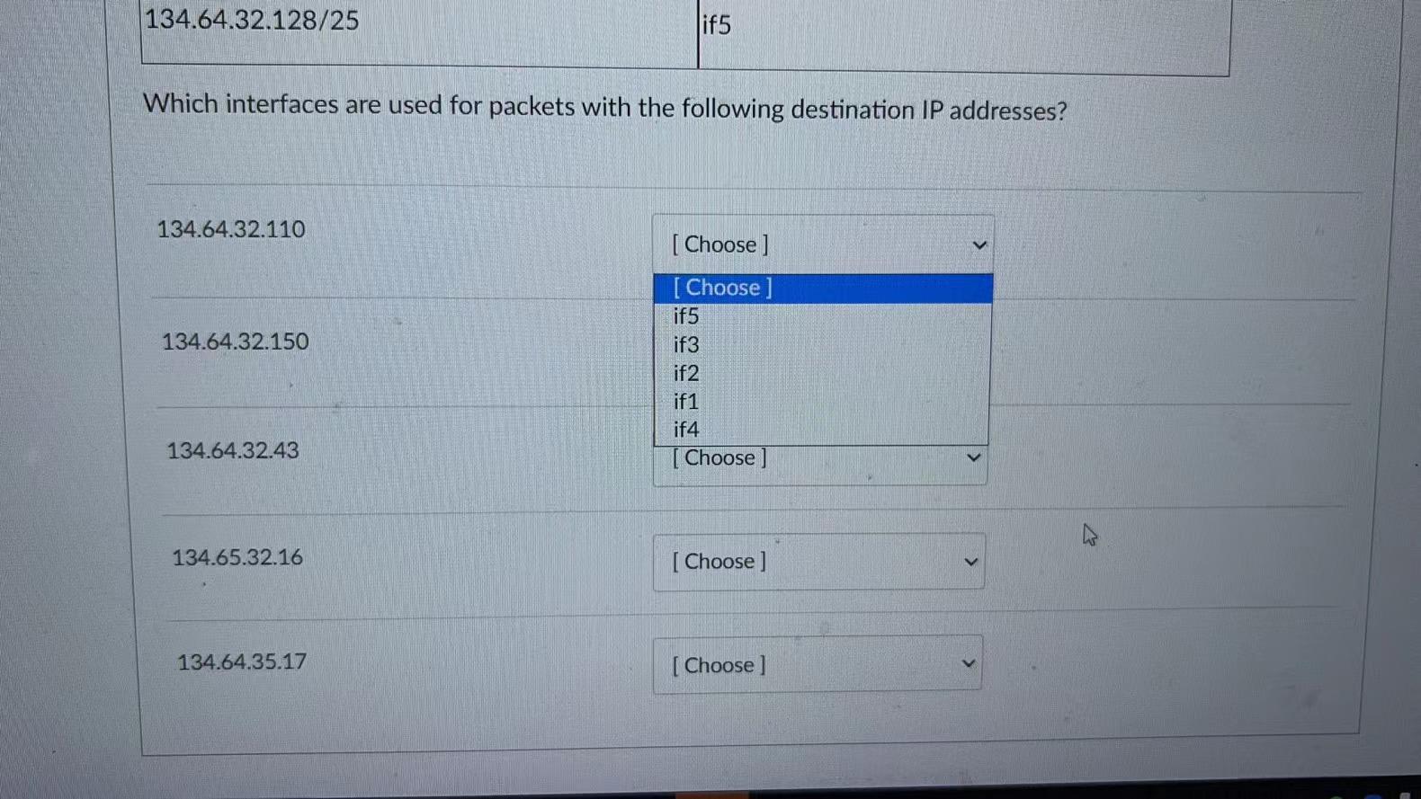 Solved 5 pts You are given the IP routing table below. IP | Chegg.com