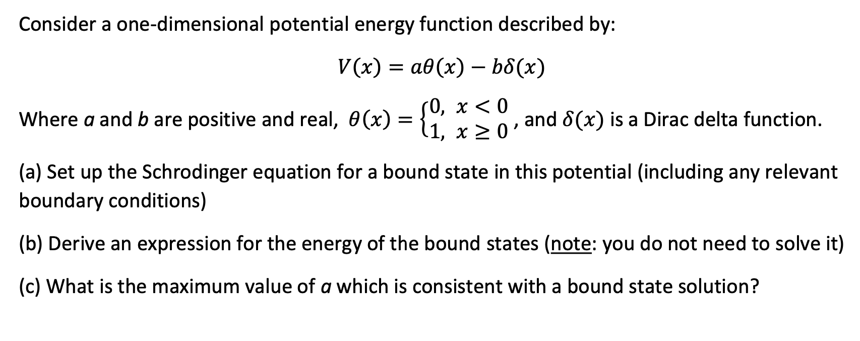 Solved Consider a one-dimensional potential energy function | Chegg.com