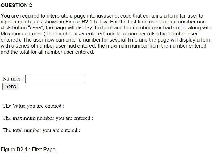 Solved You are required to interprate a page into javascript | Chegg.com