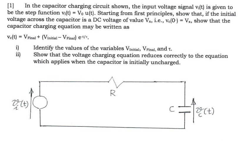 Solved [1] In the capacitor charging circuit shown, the | Chegg.com