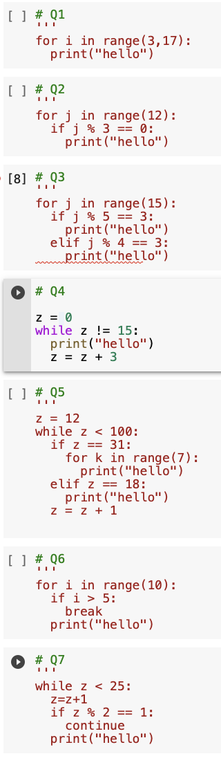 Solved For Q1-Q7, before running the code block, state your | Chegg.com