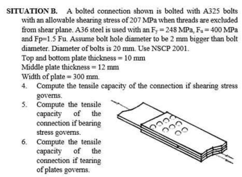 Solved SITUATION B. A bolted connection shown is bolted with | Chegg.com