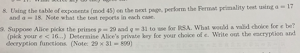 Solved 8. Using the table of exponents (mod 45) on the next | Chegg.com