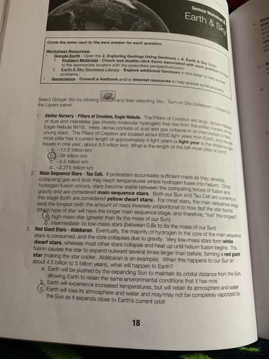 Solved Earth &sk Circle the letter next to the best answer | Chegg.com
