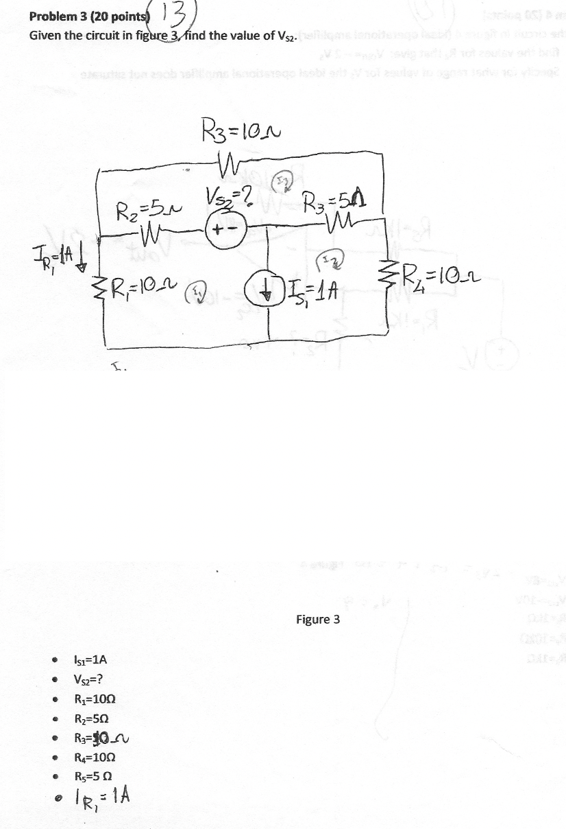 Solved Problem 3 (20 points 13 Given the circuit in figure | Chegg.com