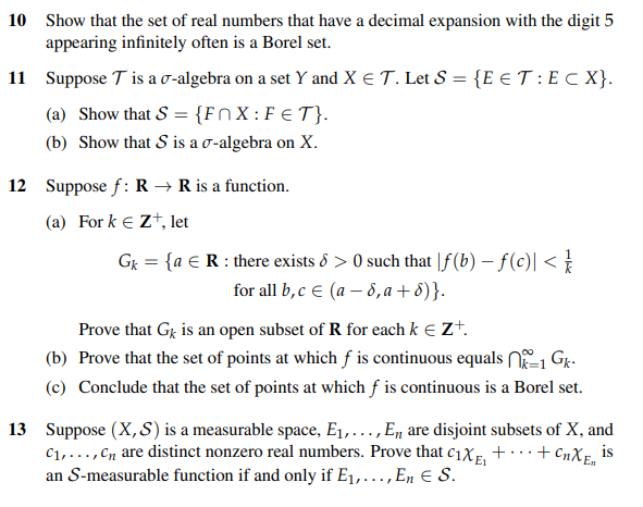 Solved 10 Show that the set of real numbers that have a | Chegg.com