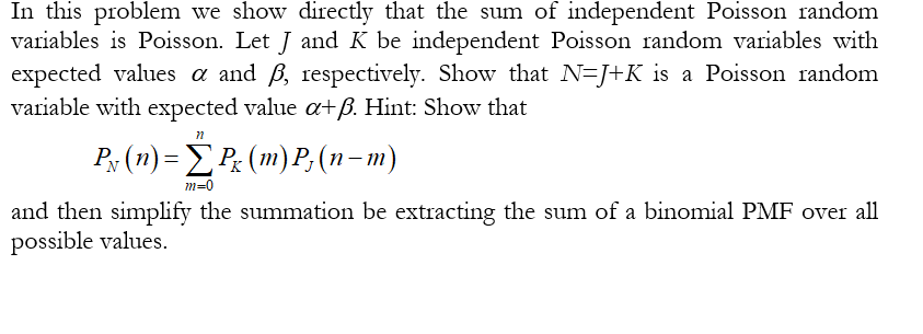 Solved In this problem we show directly that the sum of | Chegg.com