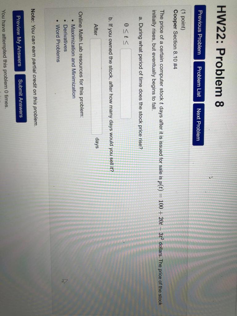 Solved HW22: Problem 8 Previous Problem Problem List Next | Chegg.com