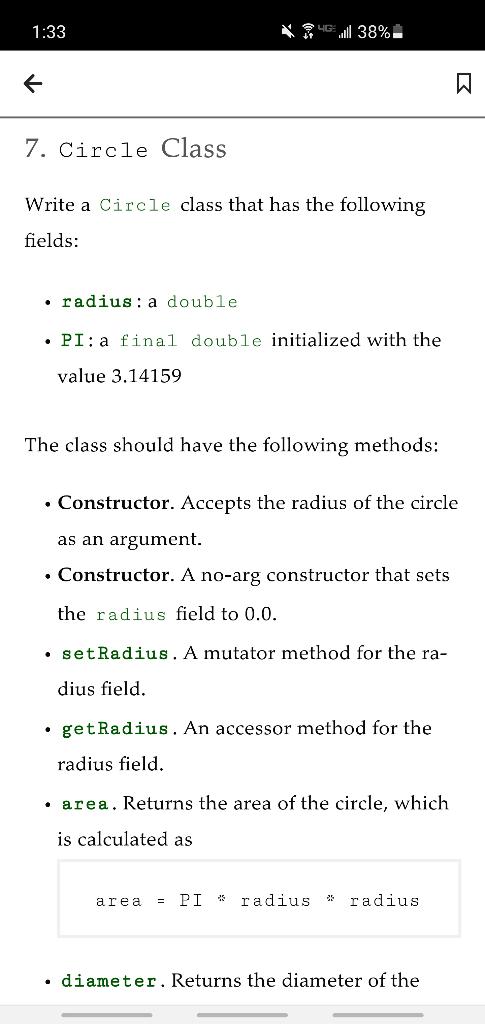 Solved Create a Circle Class and a DemoCircle class | Chegg.com