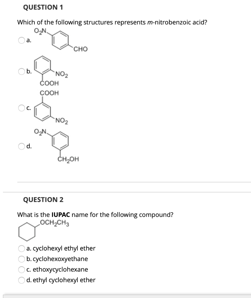 Solved QUESTION1 Which of the following structures | Chegg.com