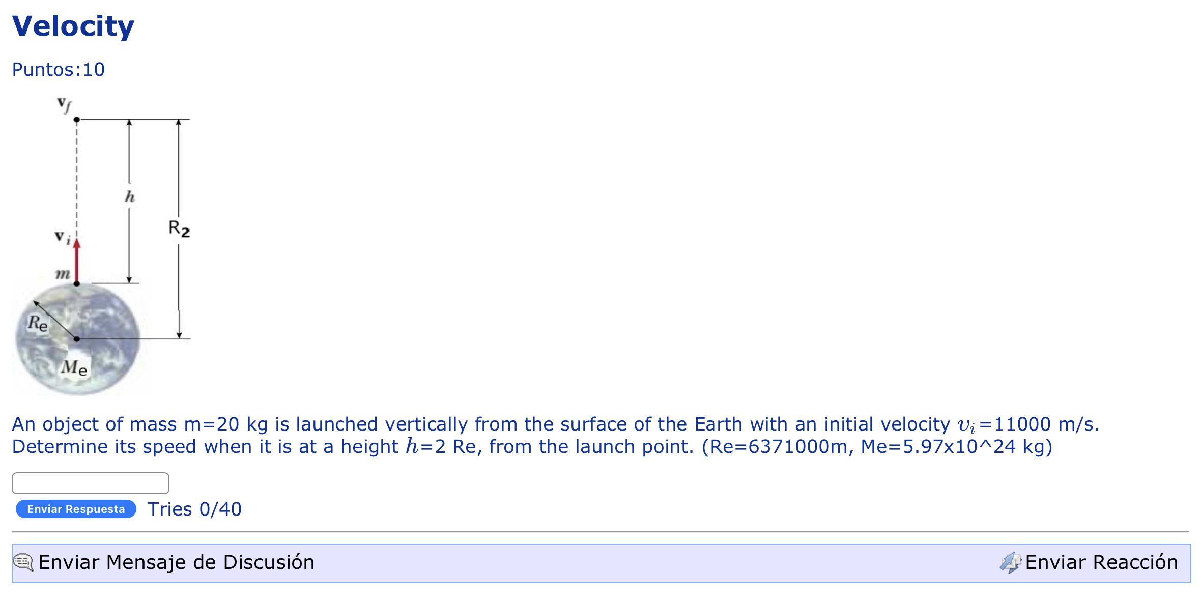 Solved An object of mass m=20 kg is launched vertically from | Chegg.com