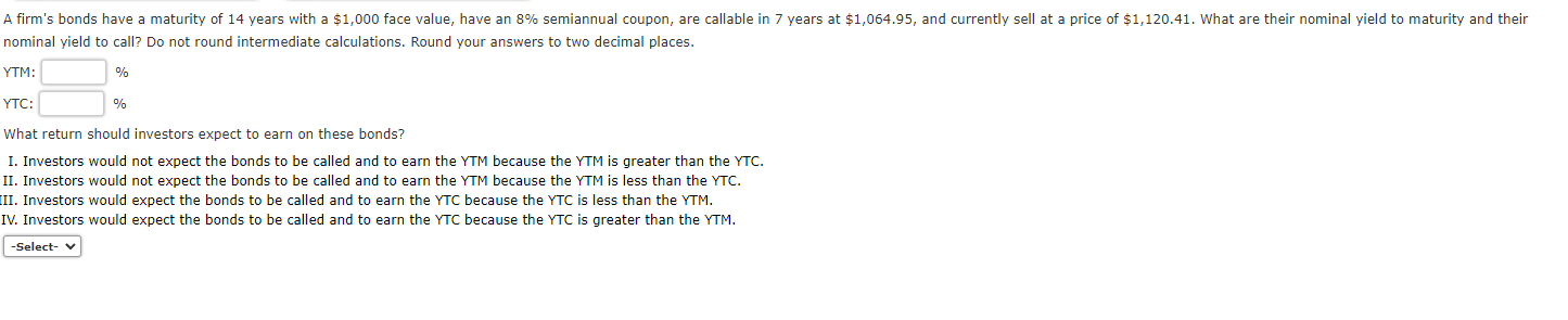 Solved nominal yield to call? Do not round intermediate | Chegg.com