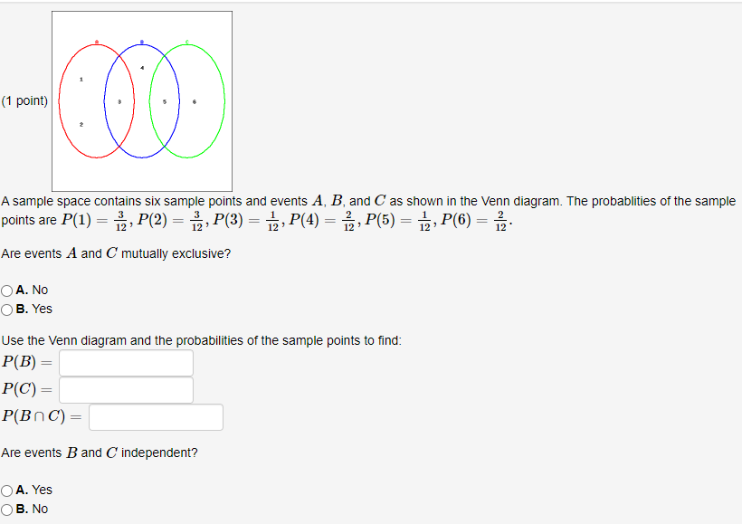 A sample space contains six sample points and events | Chegg.com