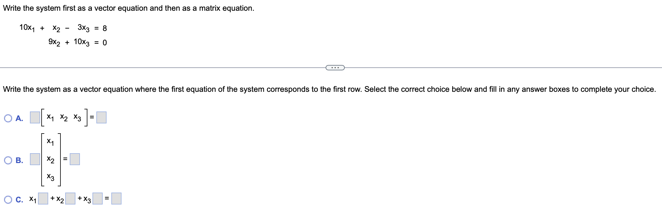 Solved Use the definition of Ax to write the vector equation | Chegg.com