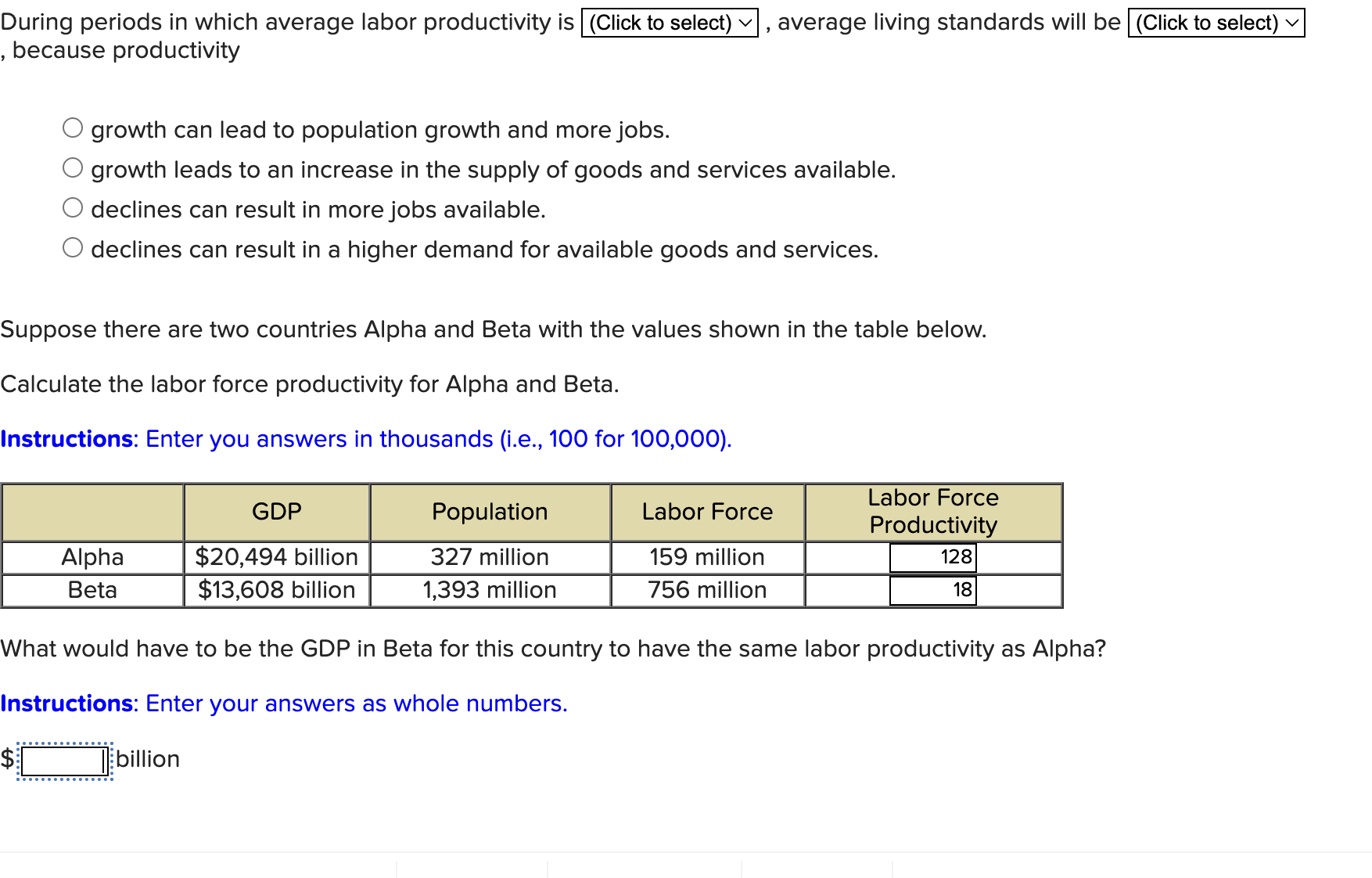 During periods in which average labor productivity is | Chegg.com