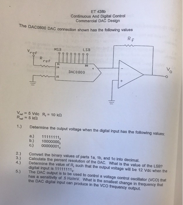 Solved ET 438b Continuous And Digital Control Commercial DAC | Chegg.com