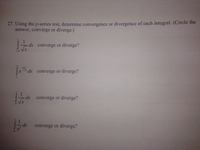 Solved Using the p-series test, determine convergence or | Chegg.com