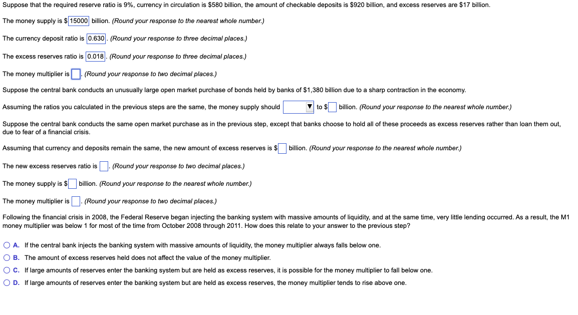 Solved Suppose that the required reserve ratio is 9%, | Chegg.com