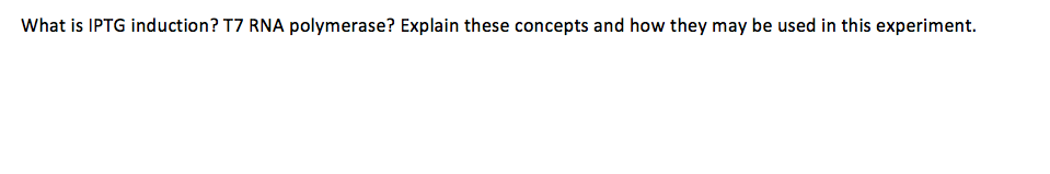 Solved What is IPTG induction? T7 RNA polymerase? Explain | Chegg.com