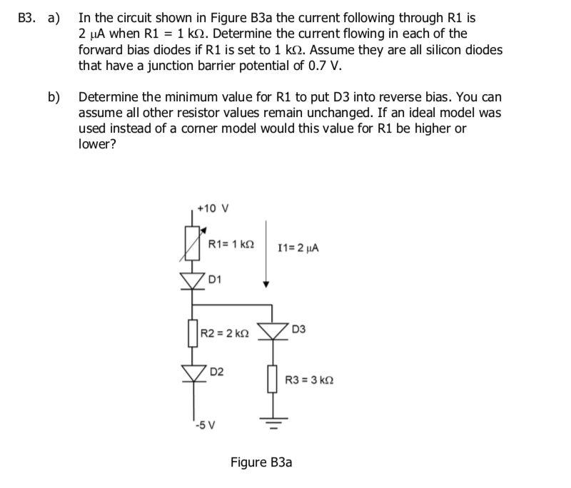 Solved B3. a) In the circuit shown in Figure B3a the current | Chegg.com