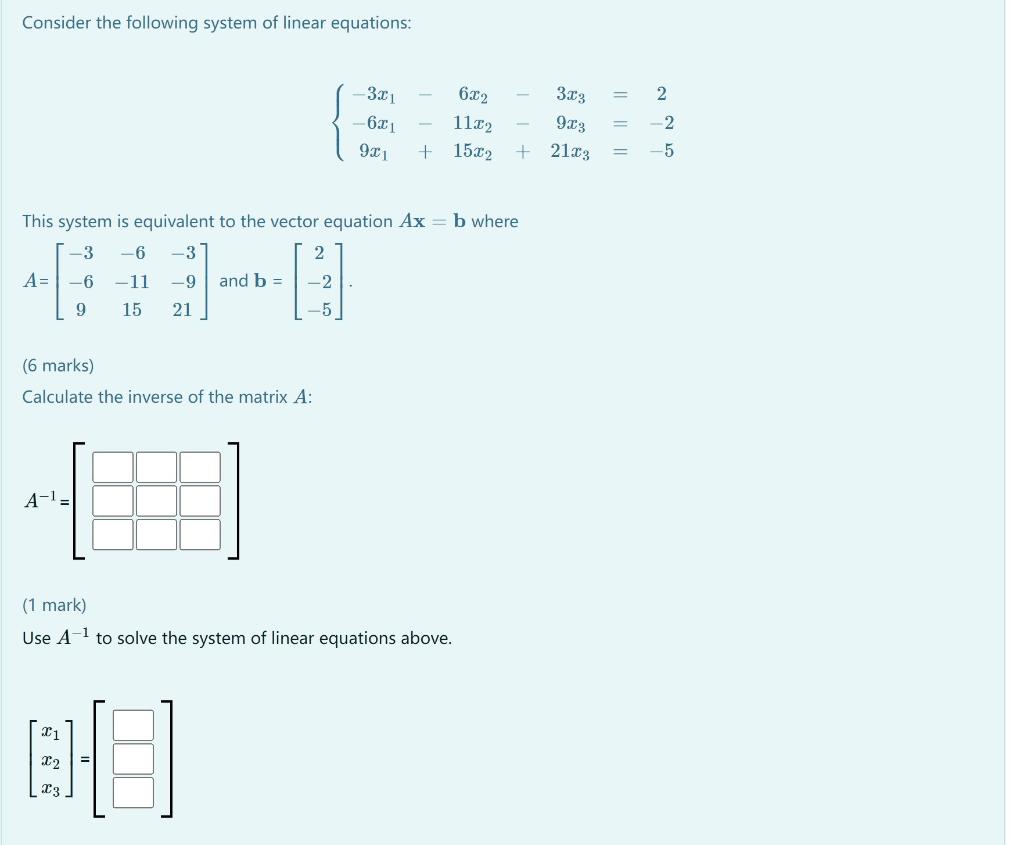 Solved Consider the following system of linear equations: | Chegg.com