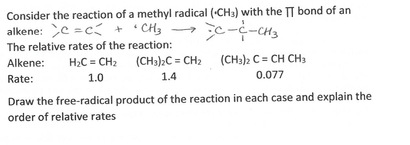 Solved ic-¢-CH3 Consider the reaction of a methyl radical | Chegg.com