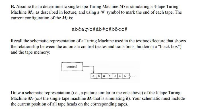 Solved B. Assume that a deterministic single-tape Turing | Chegg.com