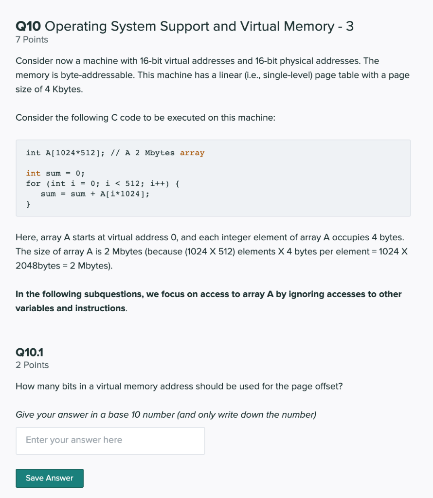 Solved Q10 Operating System Support and Virtual Memory - 3 7 | Chegg.com