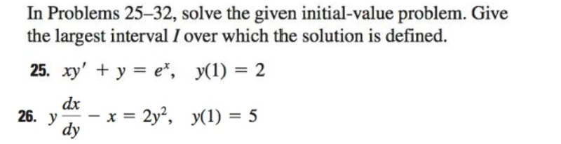 Solved In Problems 25−32, solve the given initial-value | Chegg.com