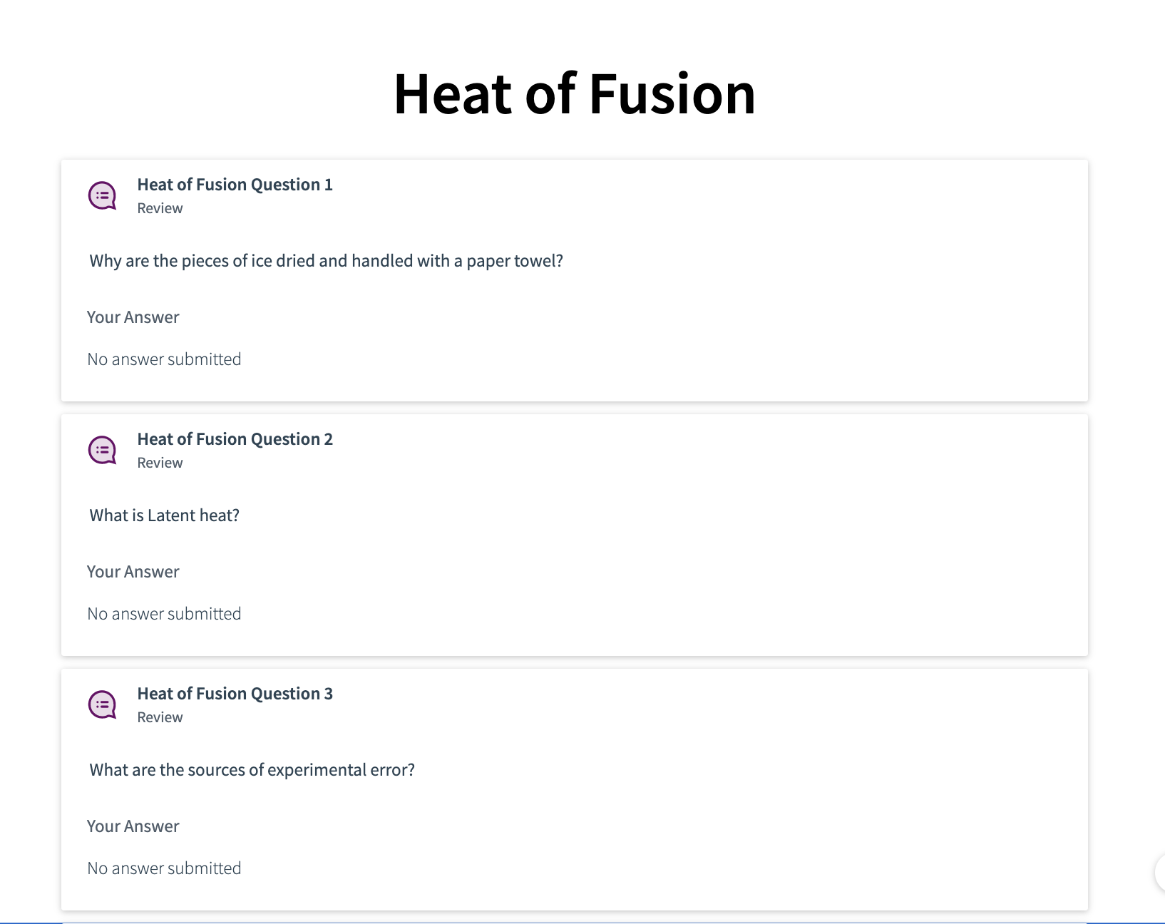 Solved Heat of Fusion Heat of Fusion Question 1 Review Why | Chegg.com