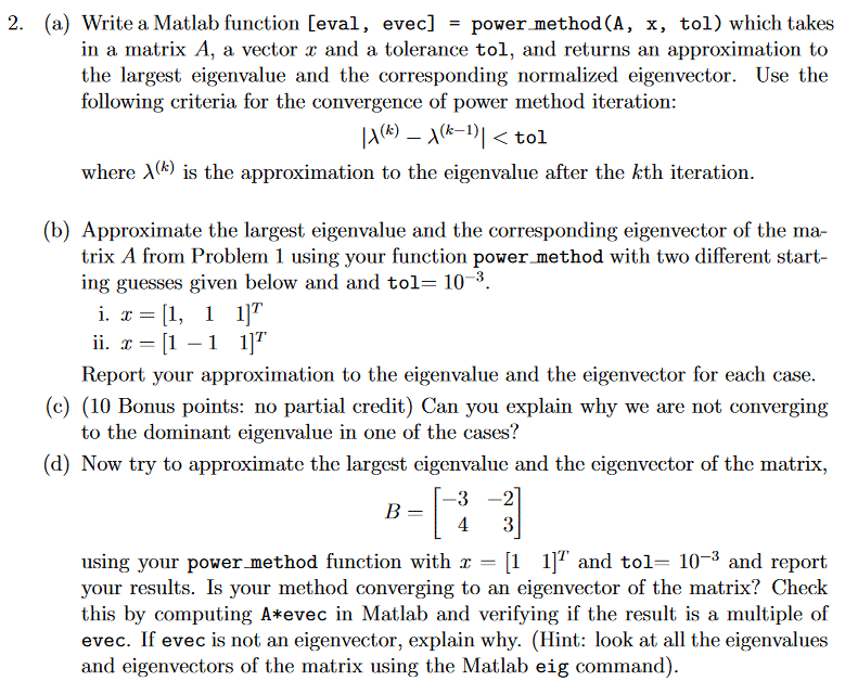 2 A Write A Matlab Function Eval Evec Power 