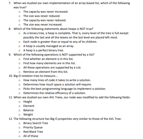 Solved 7. When we studied our own implementation of an | Chegg.com