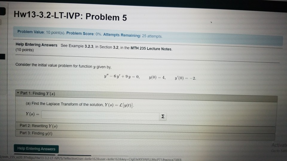 Solved Hw13-3.2-LT-IVP: Problem 5 Problem Value: 10 | Chegg.com