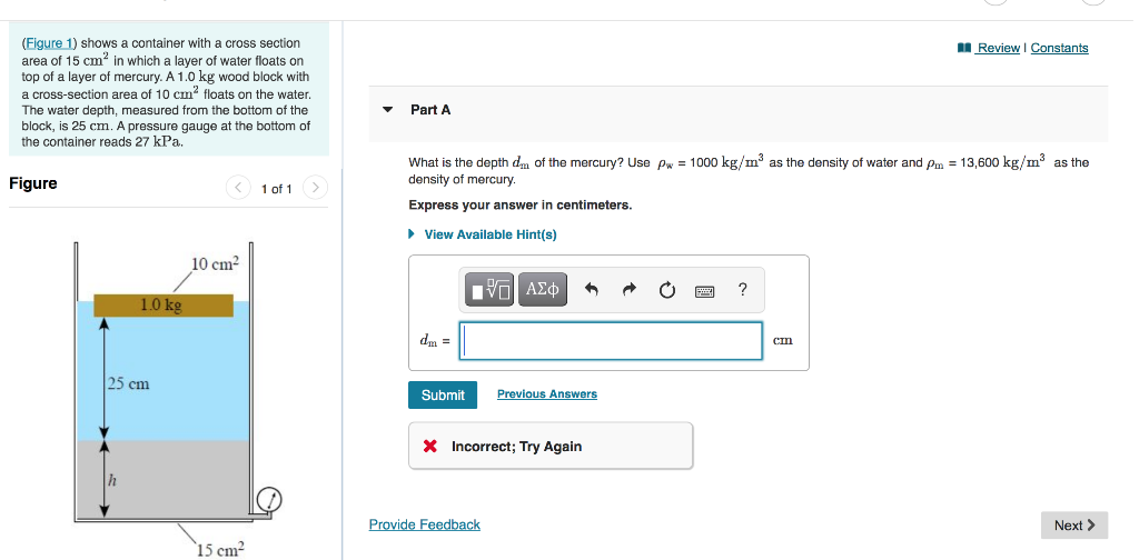 Solved Review Constants (Figure 1) shows a container with a | Chegg.com