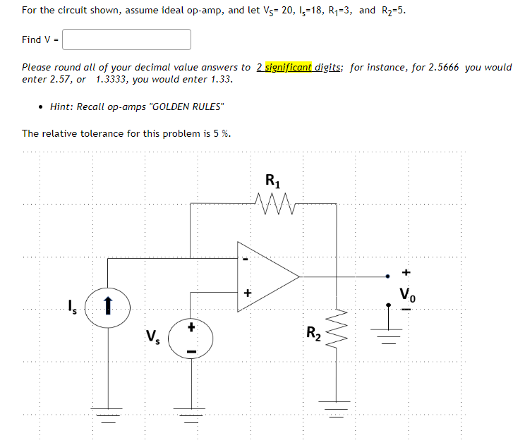 Solved For the circuit shown, assume ideal op-amp, and let | Chegg.com