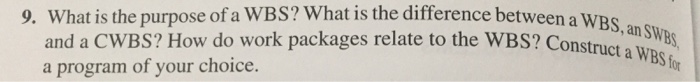 Solved What is the purpose of a WBS? What is the difference | Chegg.com