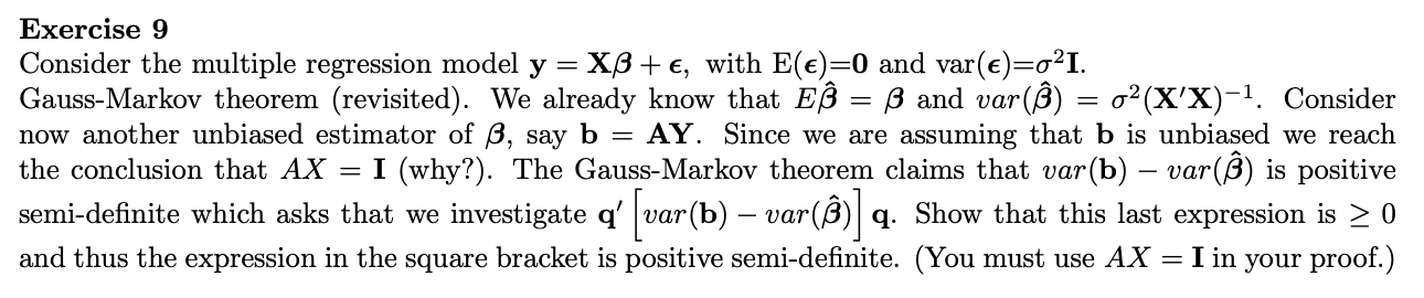 Solved Exercise 9 Consider The Multiple Regression Model 2872