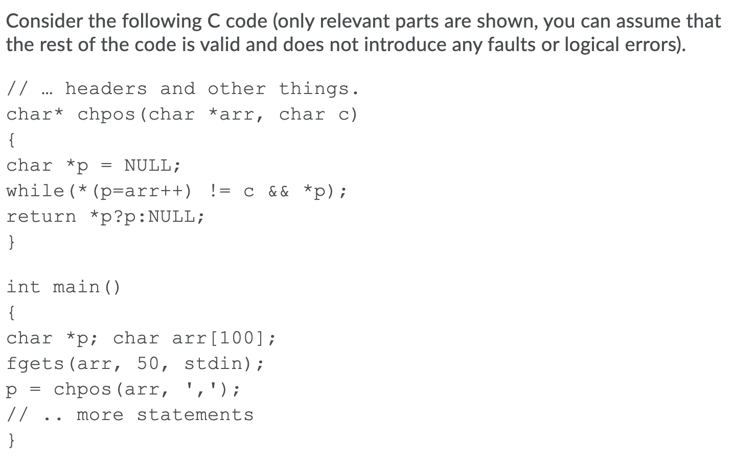 Solved Consider the following C code (only relevant parts | Chegg.com
