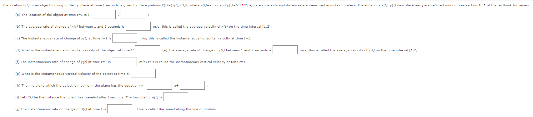 The Location P T ﻿of An Object Moving In The