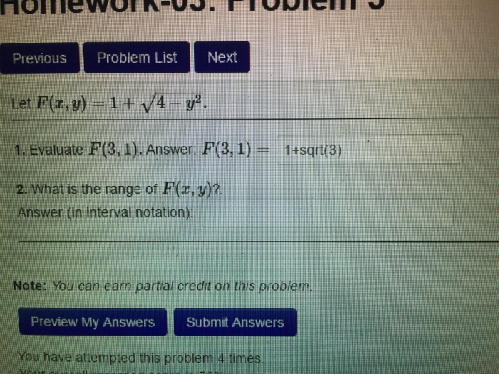 Solved Let F(x, y) = 1 + squareroot 4 - y^2. Evaluate F(3, | Chegg.com