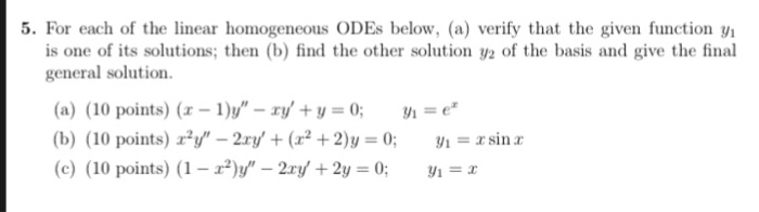 Solved For each of the linear homogeneous ODEs below, (a) | Chegg.com