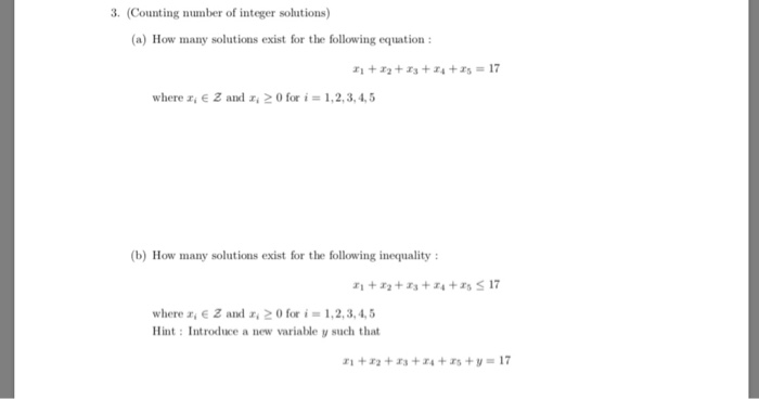 Solved 3. (Counting number of integer solutions) (a) How | Chegg.com