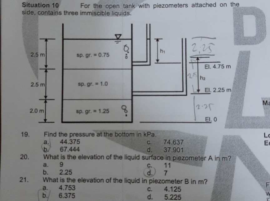 Solved Situation 10 For the open tank with piezometers | Chegg.com
