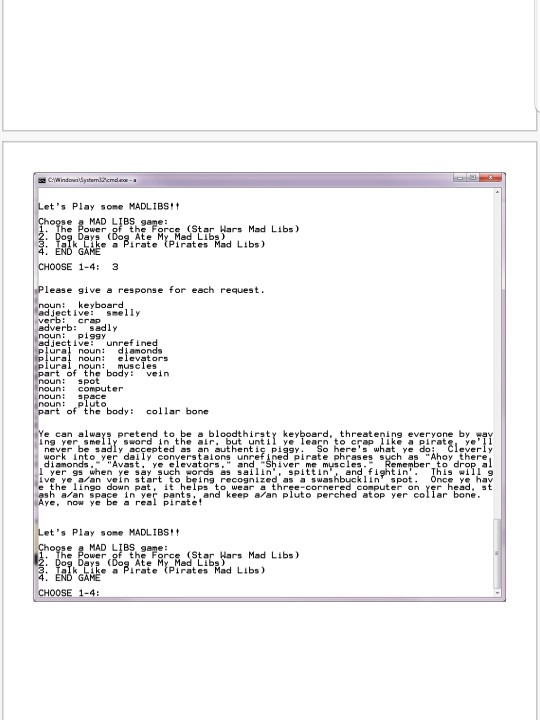 PROGRAM 4 – MADLIBS GAME MADOLIBS World's Greatest | Chegg.com