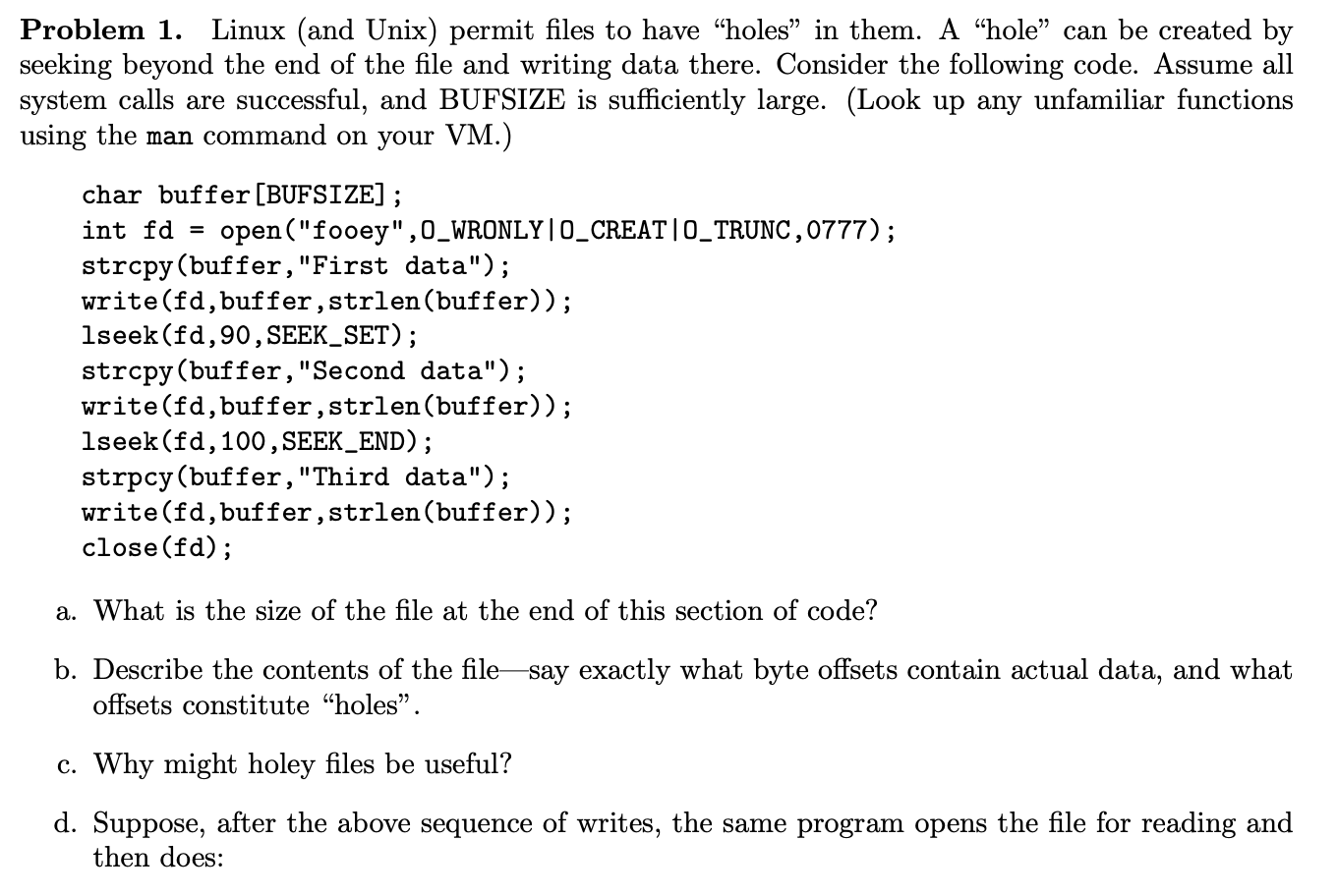 Solved Problem 1. Linux (and Unix) permit files to have | Chegg.com