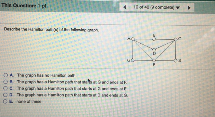 Solved This Question: 1 pt 10 of 40 (9 complete) Describe | Chegg.com