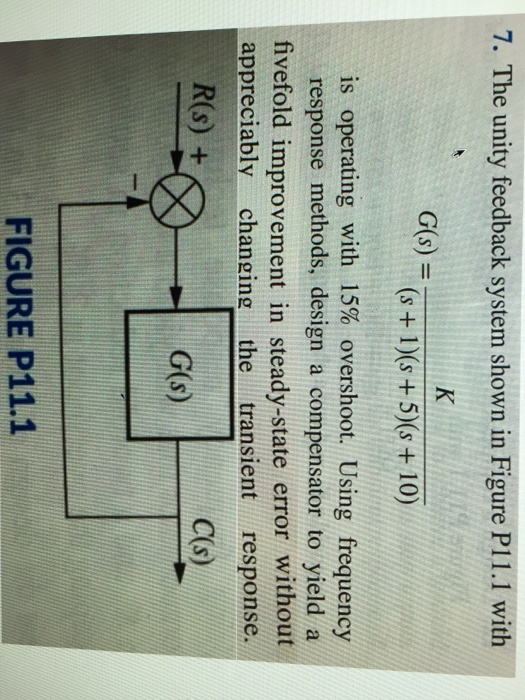 Solved 7. The unity feedback system shown in Figure P11.1 | Chegg.com